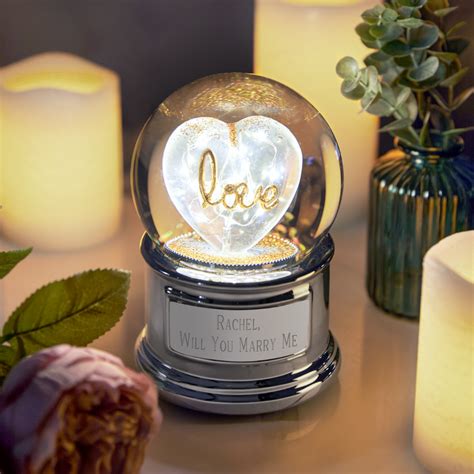Love Light Up Snow Globe With Personalized Engraving