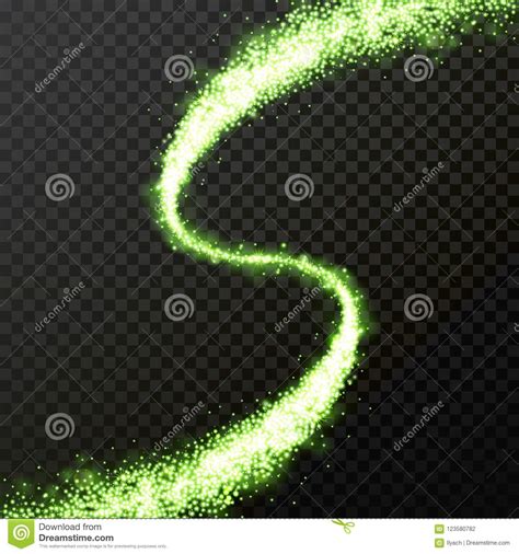 Green Glitter Wave Vector Shiny Particles Trail Stock Vector Illustration Of Firework Effect