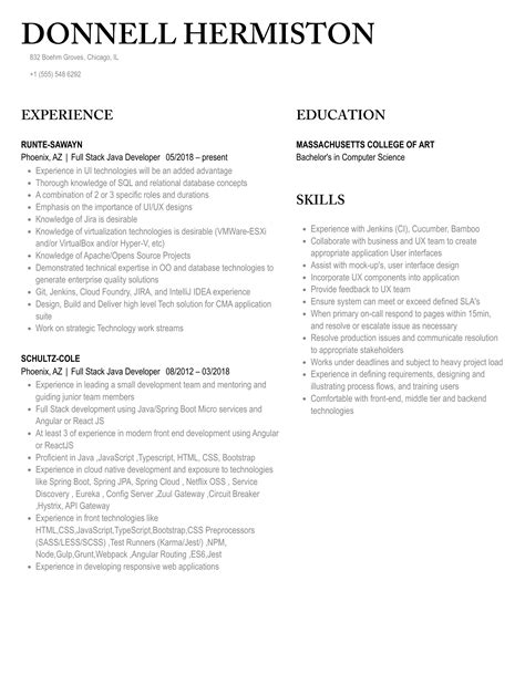 Full Stack Java Developer Resume Samples Velvet Jobs