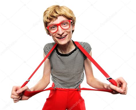 Cute Nerd Costumes For Halloween Excited Cute Nerd Stock Photo