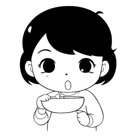 Premium Vector Illustration Of A Cute Girl Holding A Bowl Of Food