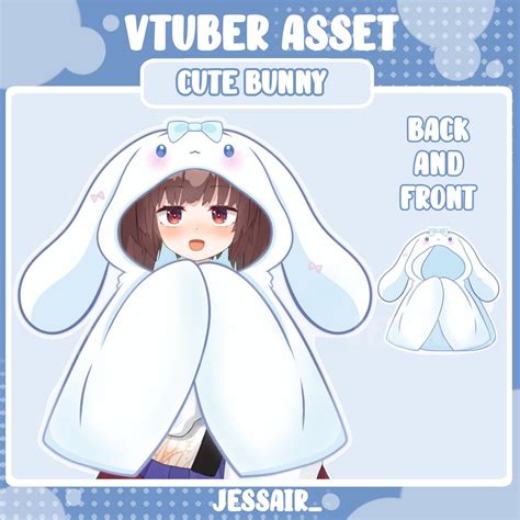 Blue Bunny Cute Vtuber Asset Live 2d Vroid 3d Models Etsy