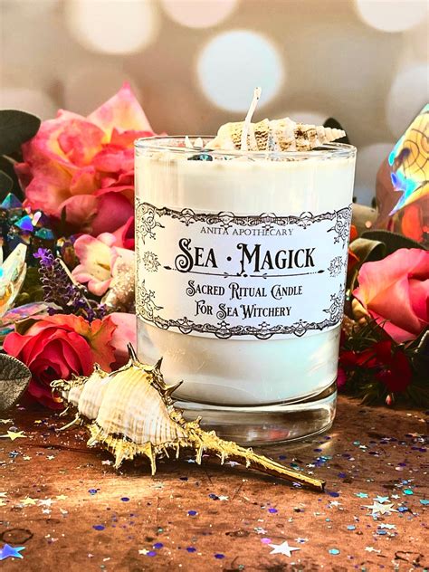 Sea Magick Ritual Candle~ Witchcraft Sea Shell Moonstone Sea Witch