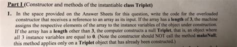 Solved Part I Constructor And Methods Of The Instantiable