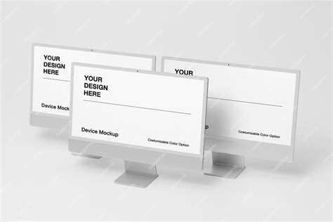 Premium Psd Device Computer Mockup Set On Realistic Scene With Customizable Background And