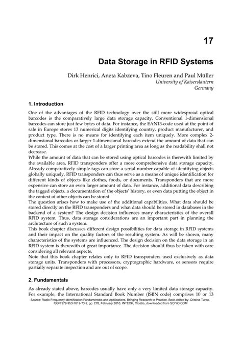 PDF Data Storage In RFID Systems