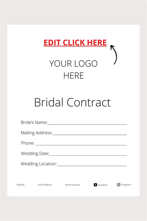 Editable Bridal Makeup Contract Template Bridal Hairstylist Etsy
