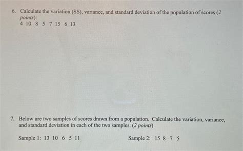 Solved Calculate The Variation SS Variance And Chegg