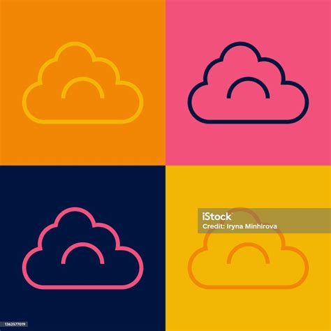 Icône De Nuage De Ligne Pop Art Isolée Sur Fond De Couleur Vecteur