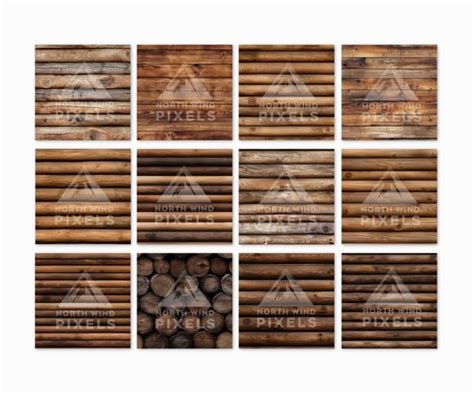 12 Log Cabin Digital Papers Seamless Pattern Realistic Wood Grain