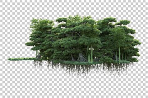 透明な背景に隔離された緑の風景 3dレンダリングイラスト プレミアムpsdファイル