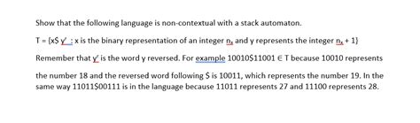 Solved Show That The Following Language Is Non Contextual