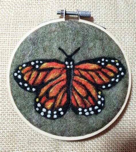 Monarch Butterfly Needle Felted Wool Painting Framed In Etsy De