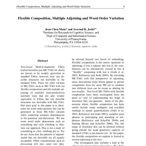 Flexible Composition Multiple Adjoining And Word Order Variation Acl
