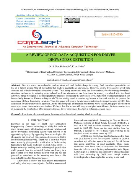 Pdf A Review Of Ecg Data Acquisition For Driver Drowsiness Detection