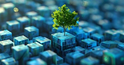 Tree Growing In A Digital World Premium Ai Generated Image