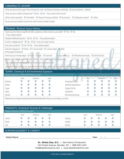 Digital Adult Intake Form Well Aligned Products