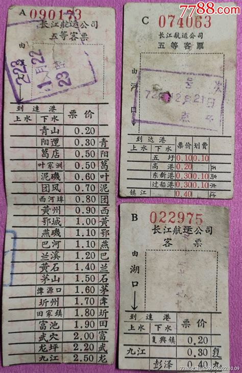 长江航运公司客票三种船票航运票江西粮站【7788收藏】