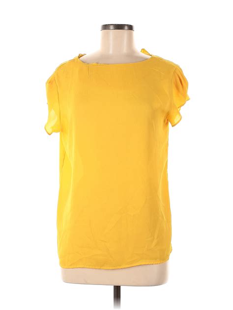 Unbranded Solid Yellow Short Sleeve Blouse Size L 63 Off Thredup