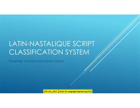 Ppt Latin Nastalique Script Classification System Presenter