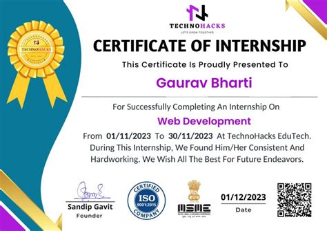 Gaurav Bharti On Linkedin Webdevelopment Internship Technohacksedu