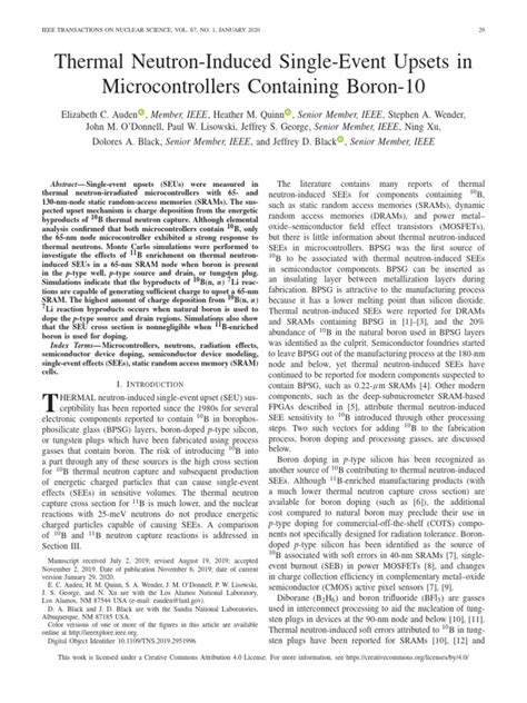 Thermalneutron Inducedsingle Eventupsetsinmic Pdf Neutron