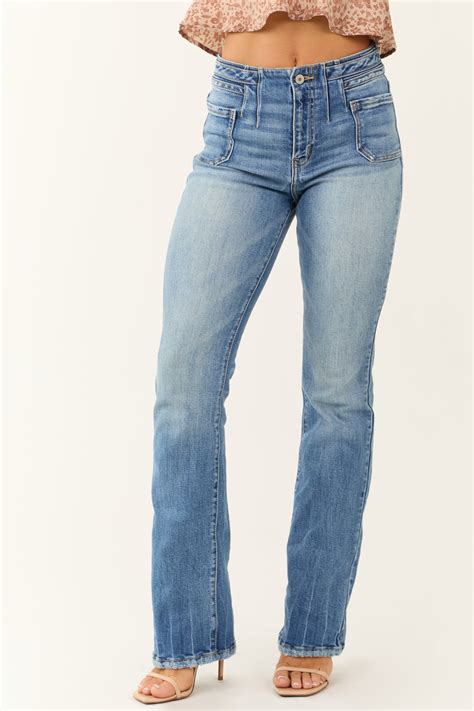 Kancan Medium Wash High Rise Bootcut Jeans Lime Lush Boutique