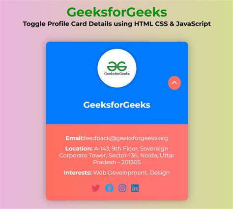 Create A Toggle Profile Card Details Using HTML CSS And JavaScript