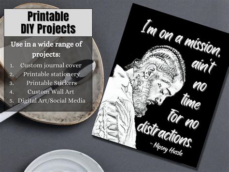 Inspirational Art Printable Nipsey Hussle Abstract Portrait With