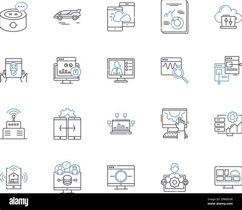 Information Technology Outline Icons Collection It Computing Software Networking Solutions