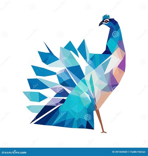 A Peacock Bird In Geometric Shape Vector Illustration Polygonal Bird