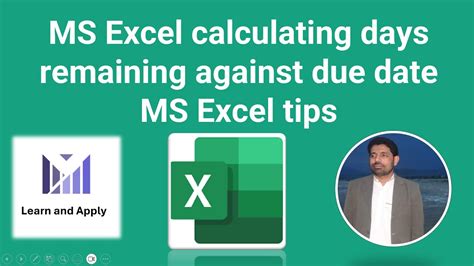 Ms Excel Calculating Days Remaining Against Due Date Exceltips Youtube