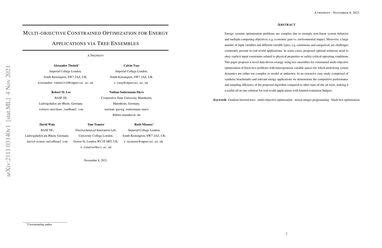 Multi Objective Constrained Optimization For Energy Applications Via