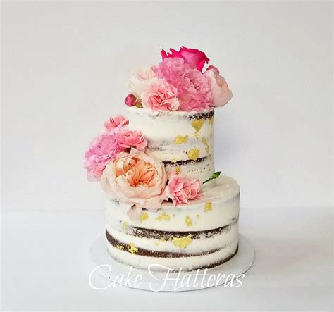 Naked Cake With Gold Flecks Decorated Cake By Donna Cakesdecor