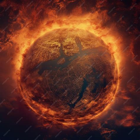 Globo Terráqueo Ardiente Concepto De Calentamiento Global Tierra En