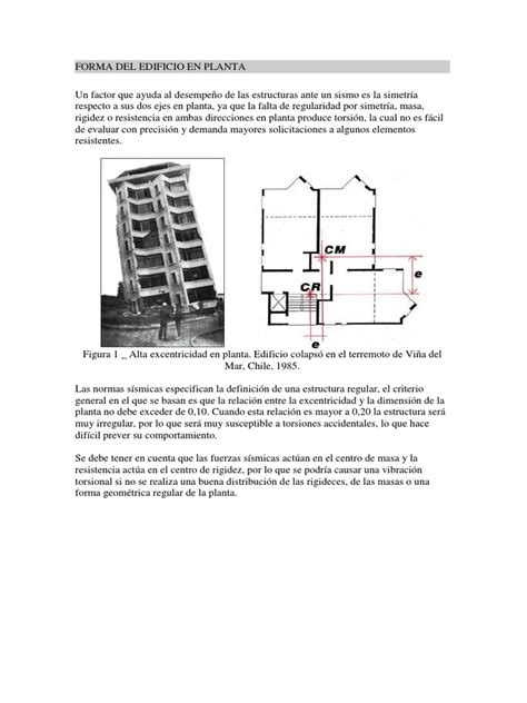 Forma Del Edificio En Planta Pdf Rigidez Temblores