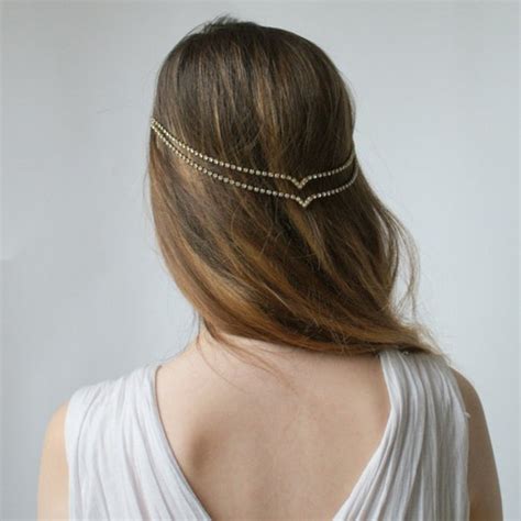 Gold Chain Headpiece Bohemian Bridal Hair Chain Gold Tone Etsy