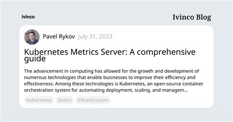 kubernetes metrics server a comprehensive guide ivinco blog