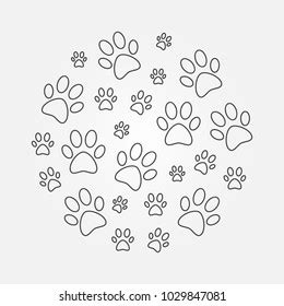 Paw Prints Round Minimal Illustration Vector Vector De Stock Libre De