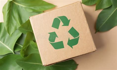 Cardboard Box Green Recycling Symbol Eco Friendly Packaging Stock