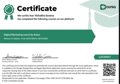 completed digital marketing course by ankur vishakha saxena posted on