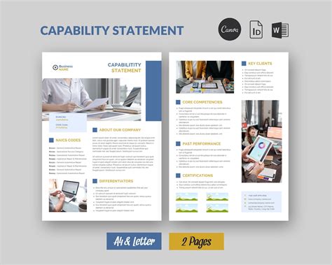 Capability Statement Canva Template Corporate Flyer Word Business