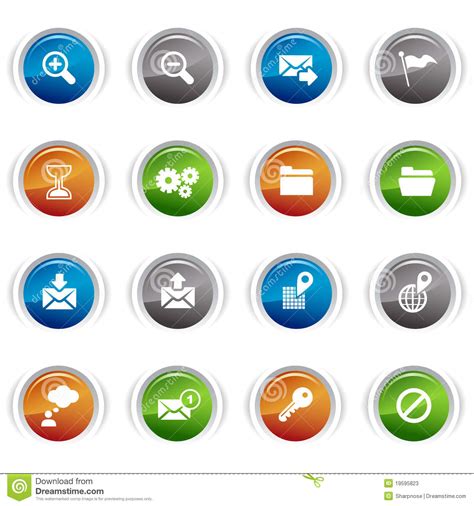 Glossy Buttons Classic Web Icons Stock Vector Illustration Of Icon Globe