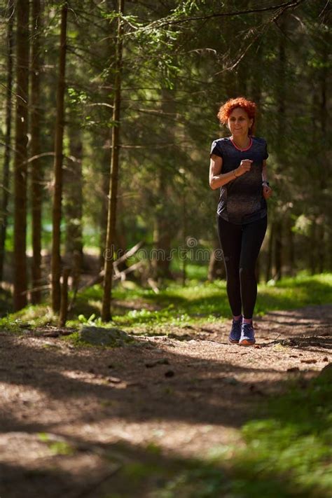 Woman Trail Runner In The Forest Stock Image Image Of Caucasian Fitness 317370453