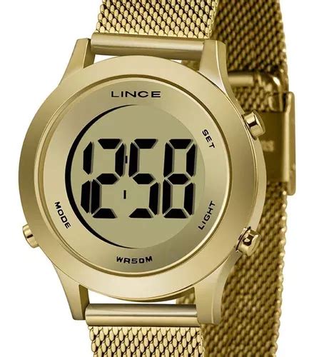 Reloj Digital Dorado Lince Sdph L Para Mujer Original Nf Color De Bisel Dorado Color De