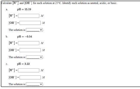 Solved Calculate H And OH For Each Solution At C Chegg Com