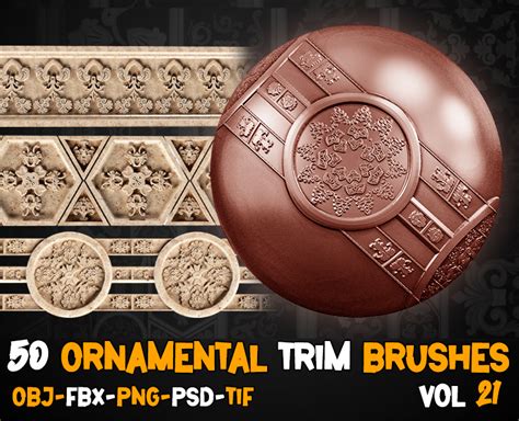 50 Ornamental Trim Brushes 3d Flippednormals