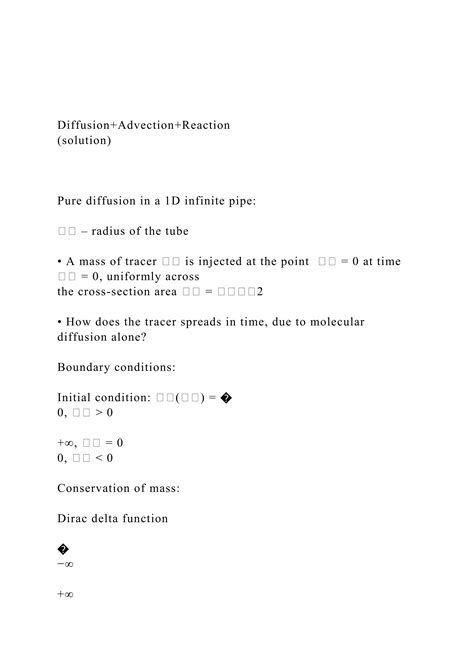 Diffusion Advection Reaction Solution Pure Diffusion Docx