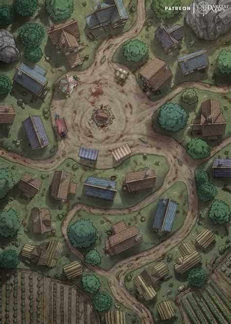Farmer Village [59x42] Darkest Maps Village Map Fantasy City Map