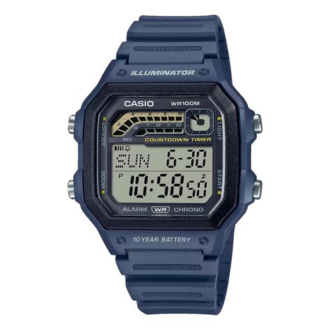 Reloj Casio Vintage Countdown Timer Ws 1600h 2av Gris Dando La Hora